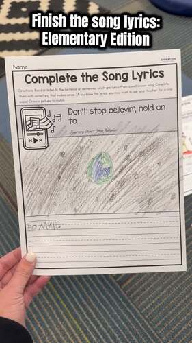 Finish the Song Lyrics Writing Activity | Editable Complete the Song Lyrics