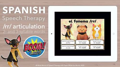 Spanish Speech Therapy RR articulation Teletherapy Boom Cards™ | TpT