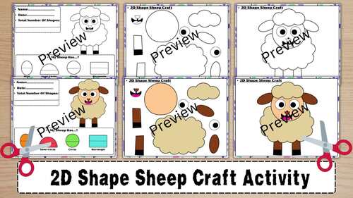 2D Shape Sheep Craft | Farm Animal Math Activity | Geometry Cut & Paste