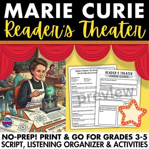 Marie Curie Readers Theater Play | Women's History Month STEM Activity ...
