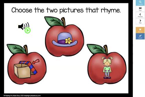 Rhyming Boom Cards™ kindergarten back to school phonemic awareness ...