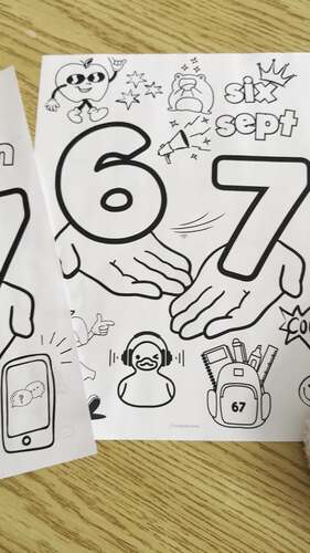 67 Coloring Pages | English, French & Spanish | six seven, six sept ...