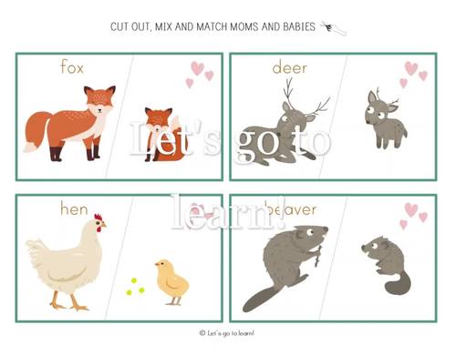 Mother & Baby Animals Matching Games, 36 Puzzles, Spring Activity ...
