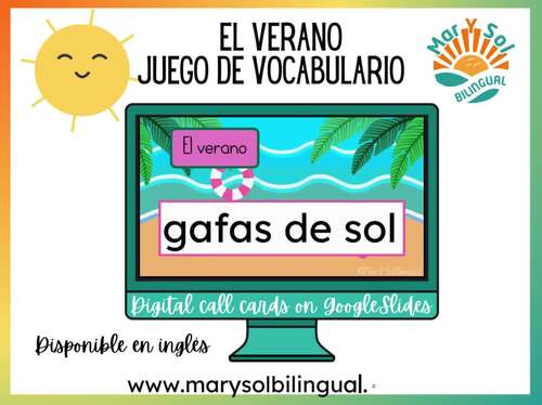 End of the year Bilingual Vocabulary Activity Game Summer theme BUNDLE