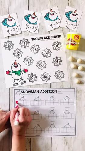 Winter Addition and Subtraction Within Ten - Math Games - Snowflake Smash