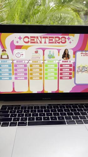 Editable Digital Center Rotation Chart Slides with Timer and Groovy Theme