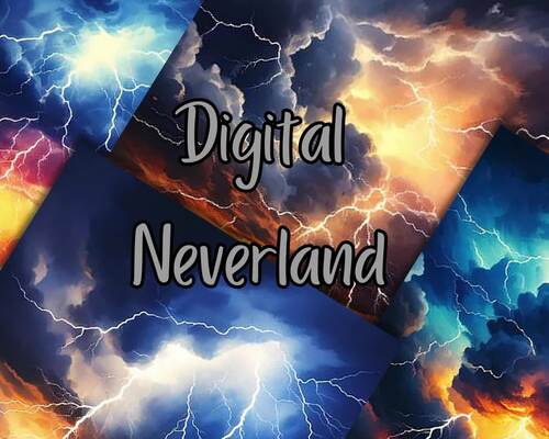 Lightening Bolts Clouds Digital Paper Clip Art/ Cloud and Sky Background