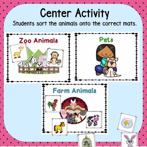 Animal Literacy Centers and Worksheets Farm Animals, Zoo Animals and Pets