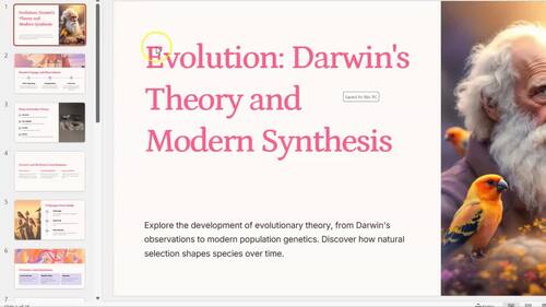 Pre-AP Biology Evolution Unit, Darwin's Theory, Colorful PowerPoint Slides
