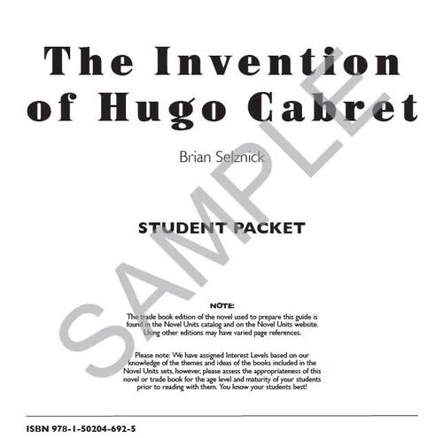 The Invention of Hugo Cabret Novel Units® Student Packet Novel Study