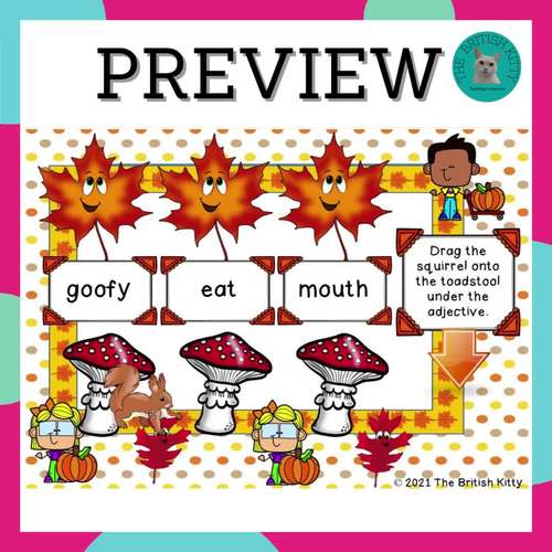 Fall Fun Find The Noun Verb Adjective Boom Cards™ by The British Kitty
