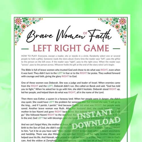Brave Women of Faith Left Right Game | Christian Activity for Adults & Kids