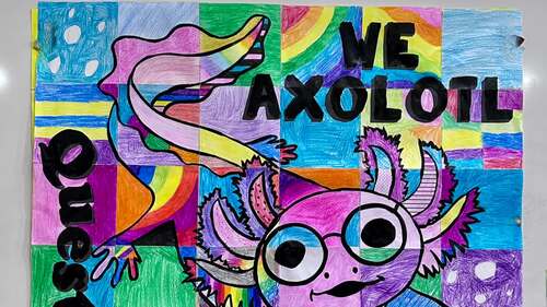 Axolotl Collaborative Poster "We Axolotl Questions!" | Fun Classroom Decor!