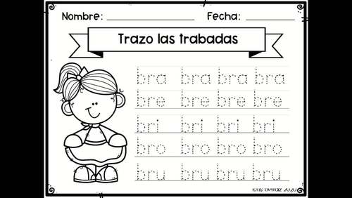 SÍLABAS TRABADAS con BL BR | Hojas de trabajo de lectura | Spanish blends