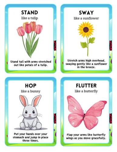 Animal Movement Cards, Movement Activity, Action Cards, Circle Time