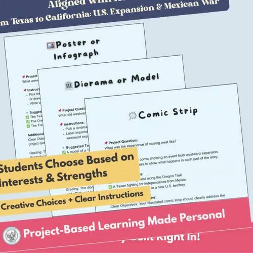 HSS 5.8.6 Choice Board: Westward Expansion Projects, California, Texas ...
