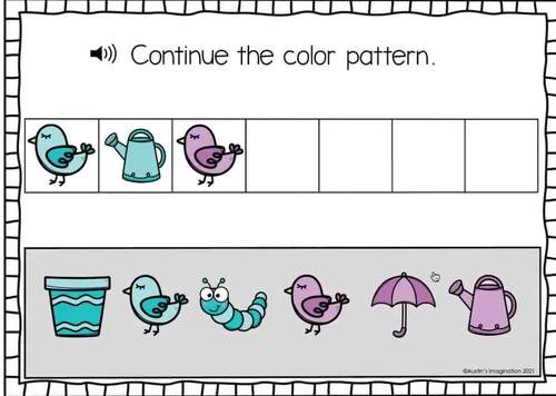 Spring Patterns Activity for Boom Cards™ - AAB ABAAB ABC ABCDE Patterns