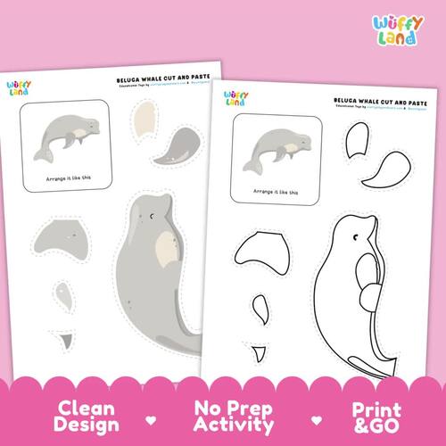 Beluga Whale Craft Cut and Paste Activity Worksheet Ocean Arctic Animal ...