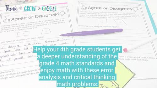 4th Grade Math Review Activities Centers Problem Solving by Think Grow ...