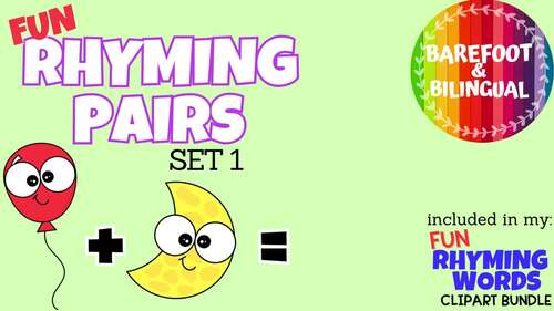 Rhyming Clipart Pairs Set 1 - Fun Rhyming Words Clipart | TPT