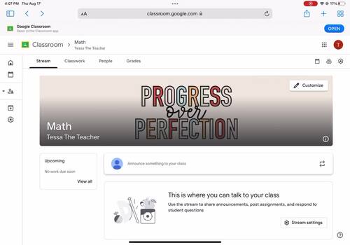 Progress Over Perfection ANIMATED Google Classroom Header Banner GIF