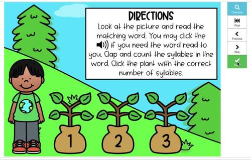 Earth Day Counting Syllables Boom Cards™ with SOUND | Distance Learning