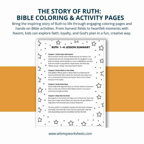 Book of Ruth Sunday School Lesson | Coloring Pages and Printable Activities