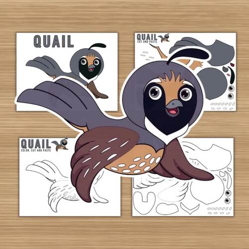 Quail Craft | Printable Cut and Paste Bird Activity for Kids | Fine ...