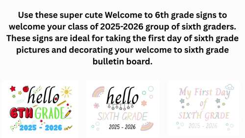 Welcome To 6th Grade, 6th Grade Bulletin Board, First Day of Sixth ...