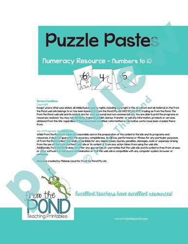 Halloween Numbers 1 to 10 Cut-and-Paste Puzzle Worksheets by From the Pond