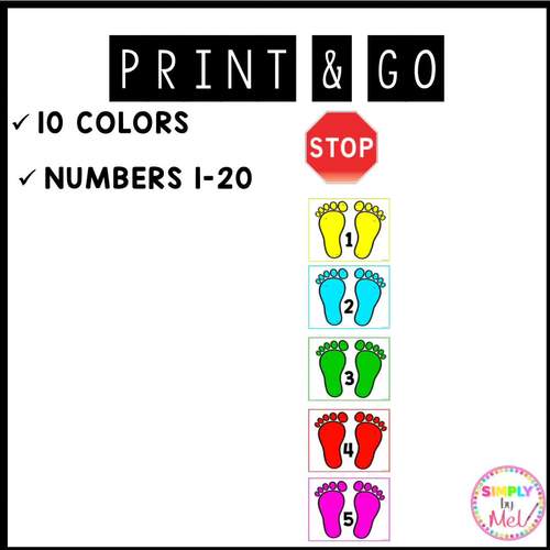 Line Up Feet l Numbers 1-20 l Classroom Management l Print and Go