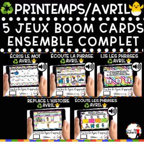 Spring French BOOM Cards - Distance Learning - BUNDLE 5 Jeux (PRINTEMPS ...