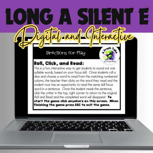 Roll & Read Long A Silent E Words & Sentences Digital Phonics Game No Prep!