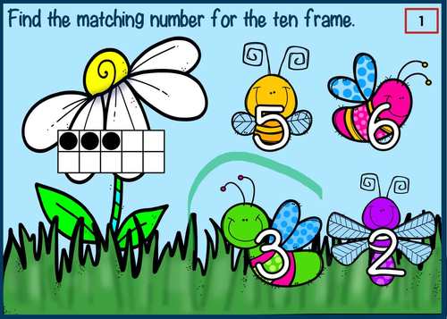 Bugs Numbers, Number Words & Ten Frames BOOM & Task Cards Match Game