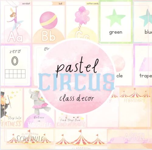 Pastel Circus Classroom Decor- Editable in Canva by The Happiest Teacher