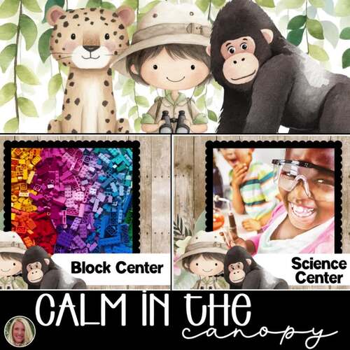 Classroom Center Signs | Calm in the Canopy Jungle Theme | TPT