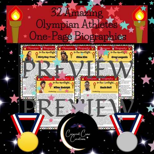 32 Amazing Olympian Athletes One-Page Biographies by Crescent Crow ...