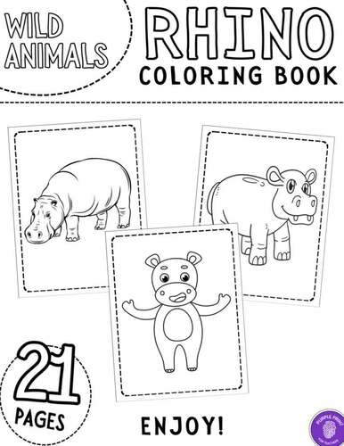 Wild Animals Coloring Book Animals in the wild Hippopotamus Coloring ...