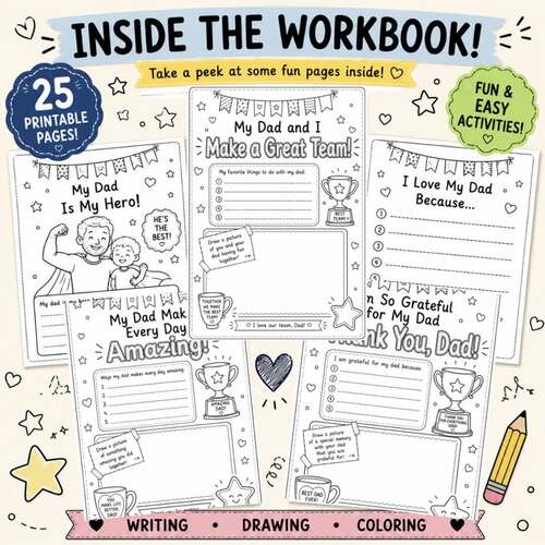 Father’s Day Activity Book | All About My Dad Printable Writing & Drawing