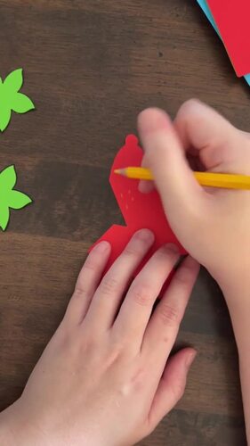 DIY 3D Strawberry paper craft template for kids, colour activity for kids