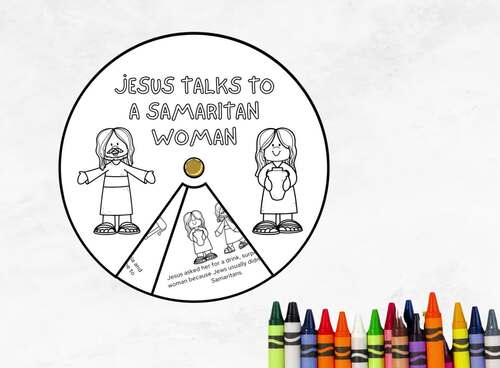 Jesus Talks to a Samaritan Woman Bible Spinning Wheel, Sunday School Craft