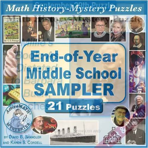 Mini Lesson Sampler of 21 MATH HISTORY-MYSTERY PUZZLES | Middle School ...