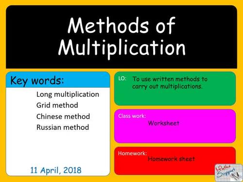 Methods of multiplication by Maths Support Centre | TPT