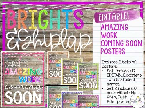 Stylish Brights and Shiplap | Amazing Work Coming Soon Posters | TPT