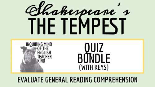 The Tempest Quiz and Answer Key Bundle for High School (Printable)