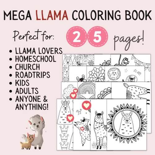 Llama Coloring Pages | Kids or Adult Printable Coloring Book ...