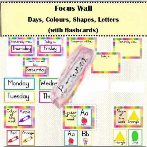 Focus Wall: Days, Colours, Shapes, Letters of the week. by Gizelle Geyer