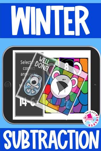 Winter Subtraction Facts to 20 Mystery Pictures Math Boom Cards | TPT
