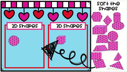 VALENTINE Theme 2D/3D Shape Sort -ONLINE Distance Learning Google ...