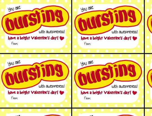 Starburst Valentine's Day Gift Tag- You are bursting with awesomeness ...